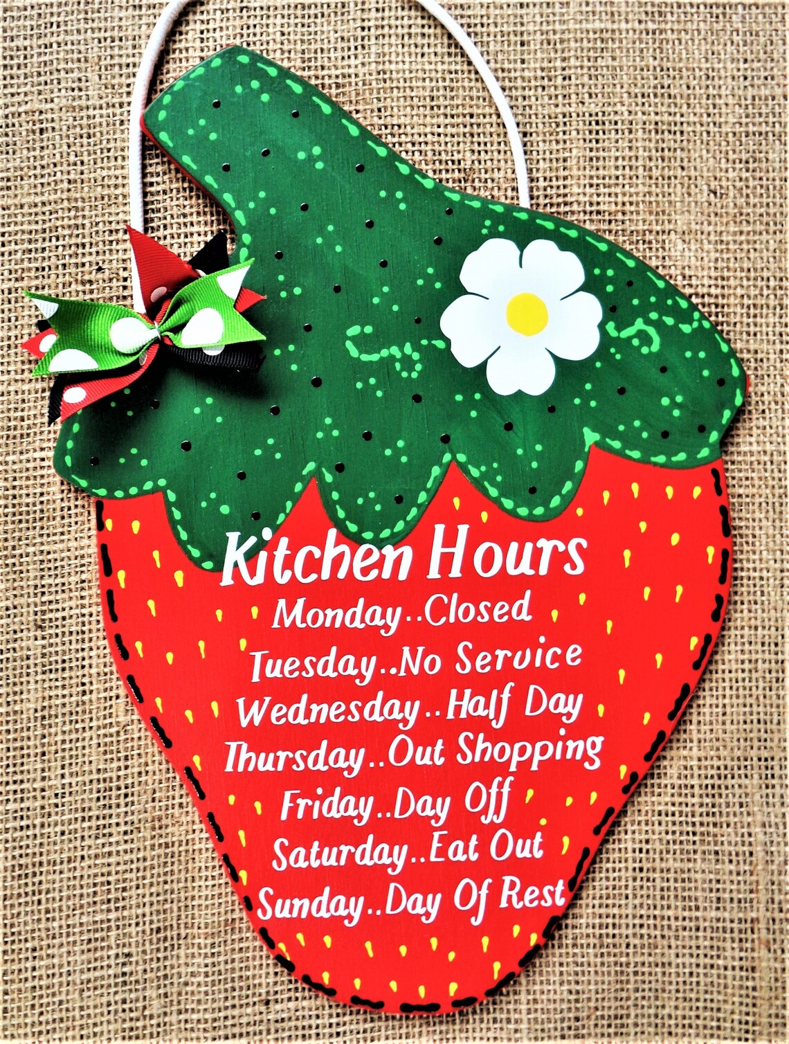 STRAWBERRY Kitchen Hours SIGN Wall Hanger Hanging Plaque Decor - Etsy