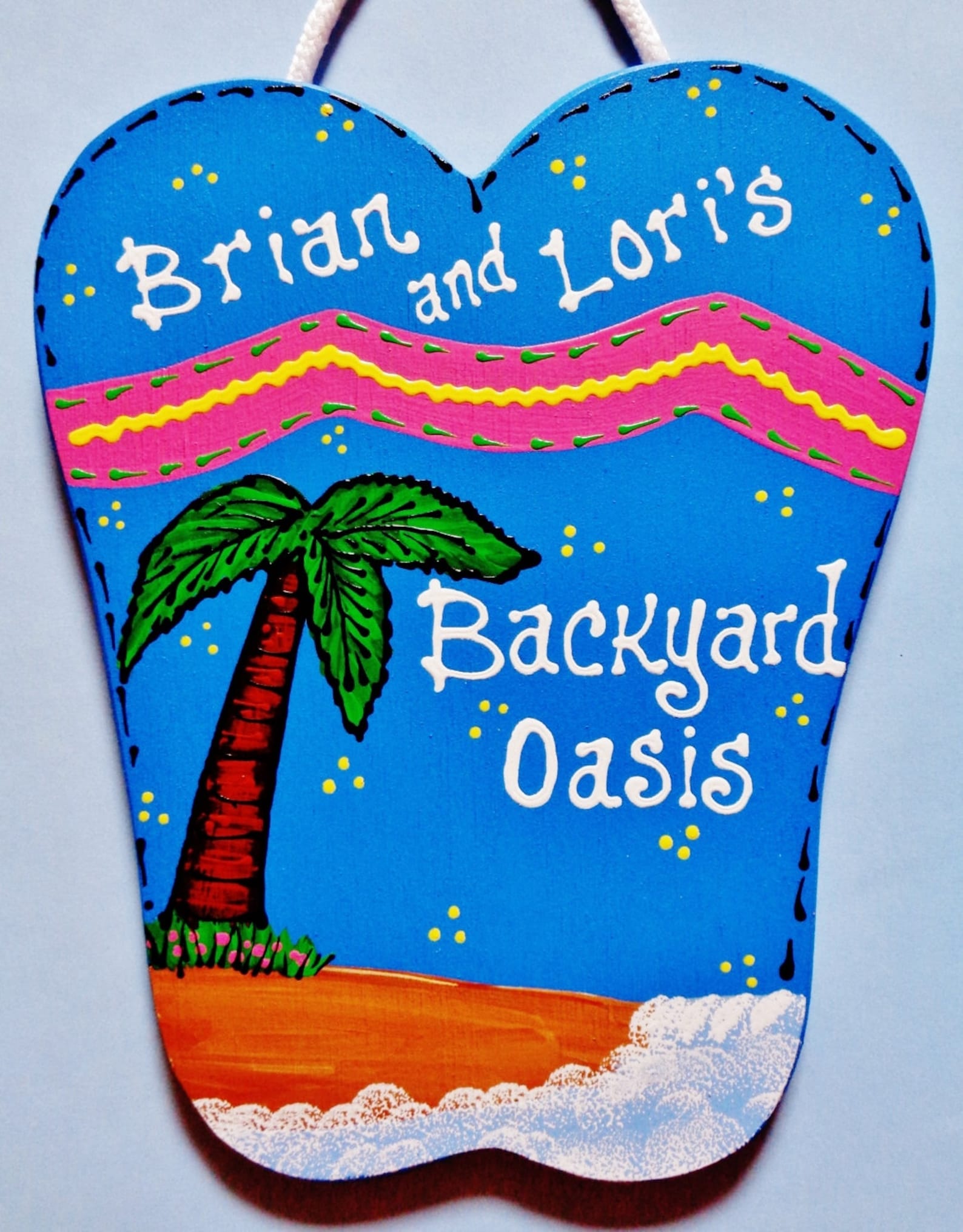 Personalize FLIP FLOPS the BACKYARD Oasis Name Sign Tiki Bar Pool Beach ...