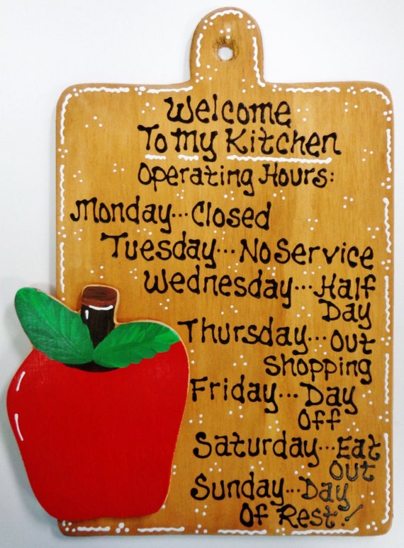 APPLE Kitchen Operating Hours SIGN Fruit Plaque Handcrafted | Etsy