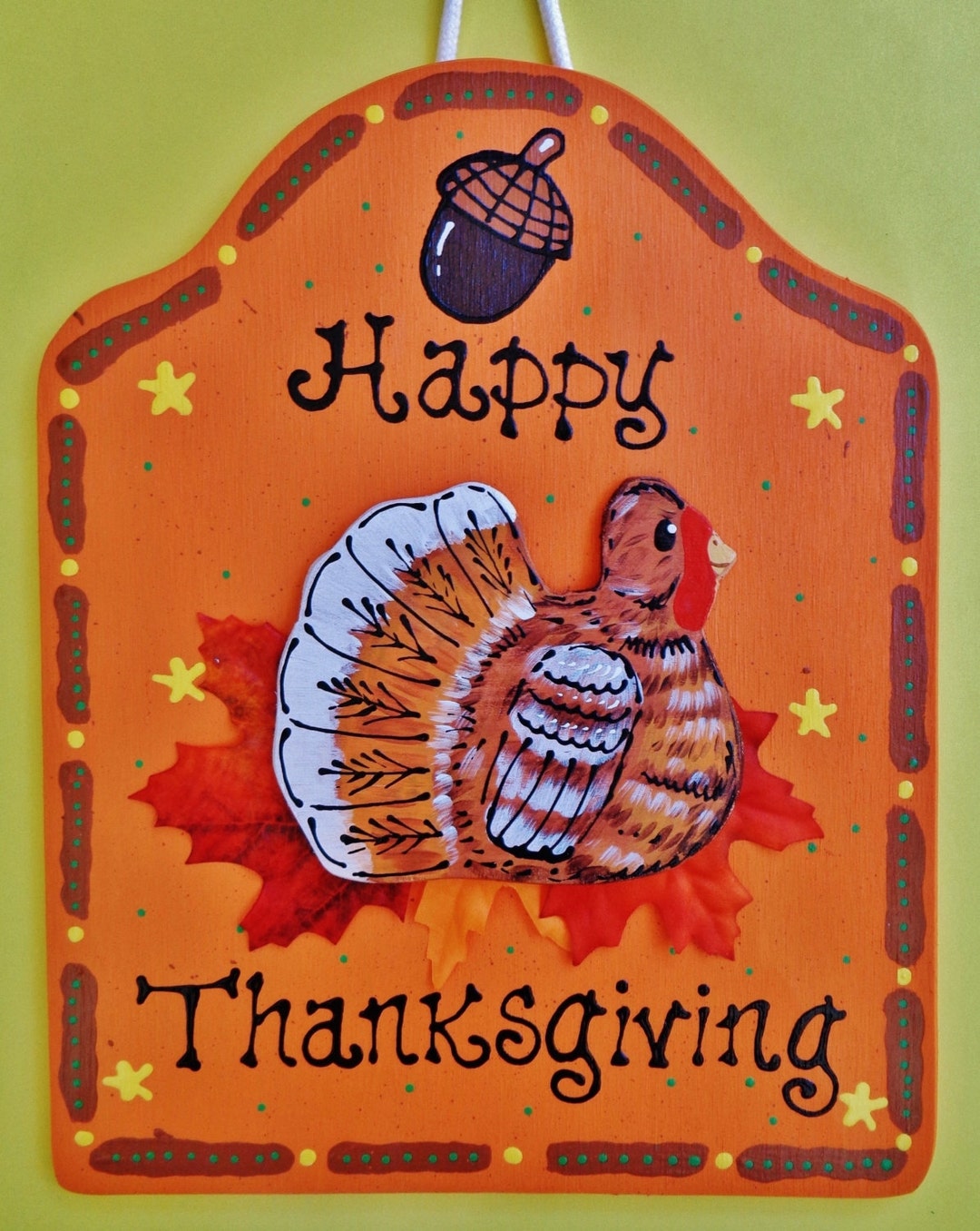 HAPPY THANKSGIVING TURKEY Sign Autumn Fall Wall Hanger Plaque ...
