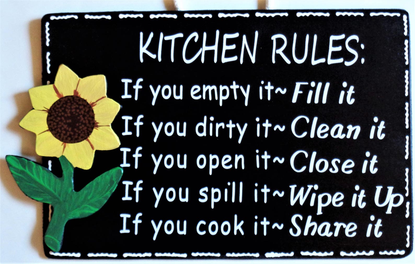 SUNFLOWER Kitchen Rules SIGN Wall Hanger Hanging Plaque - Etsy