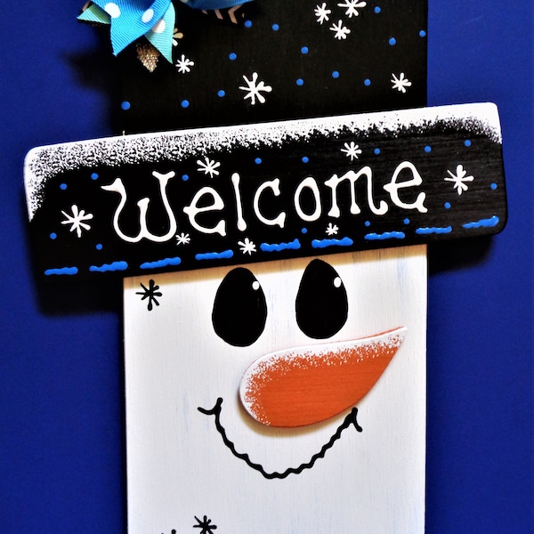 Wood Welcome Snowman Sign - Etsy