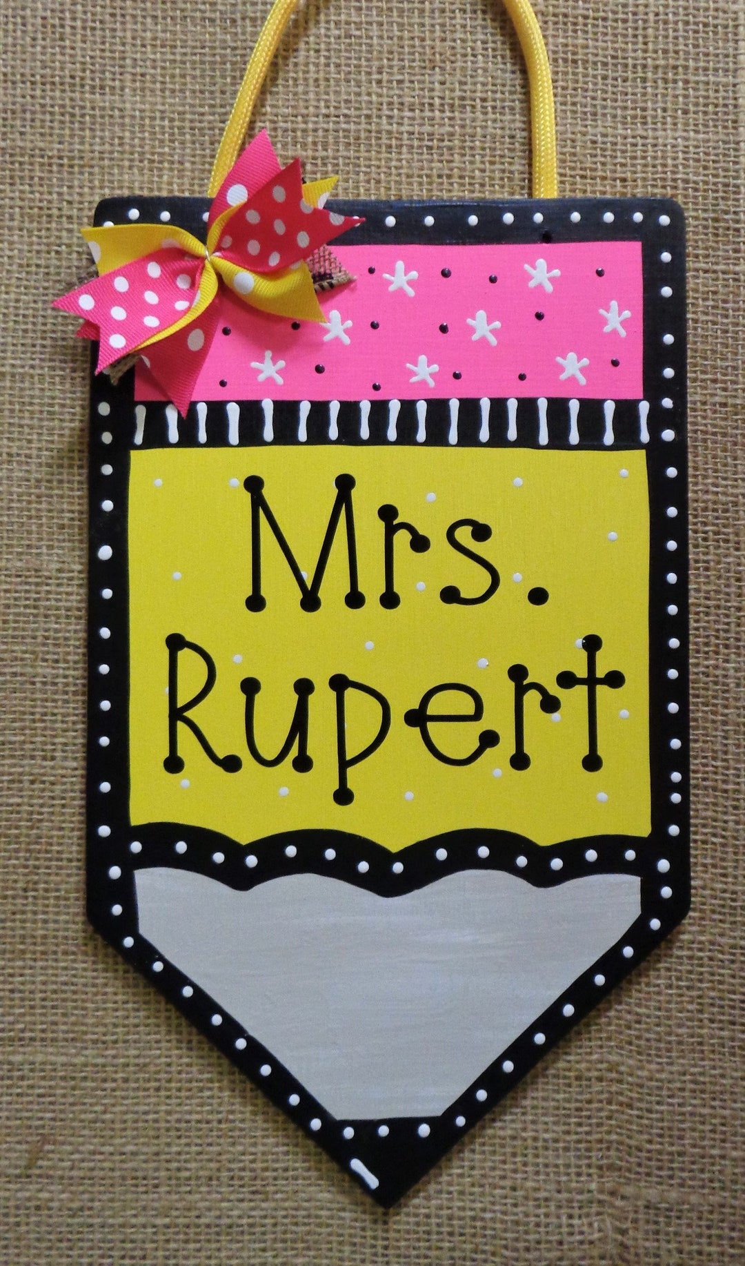 Personalized TEACHER PENCIL SIGN Name Plaque School Class Classroom ...