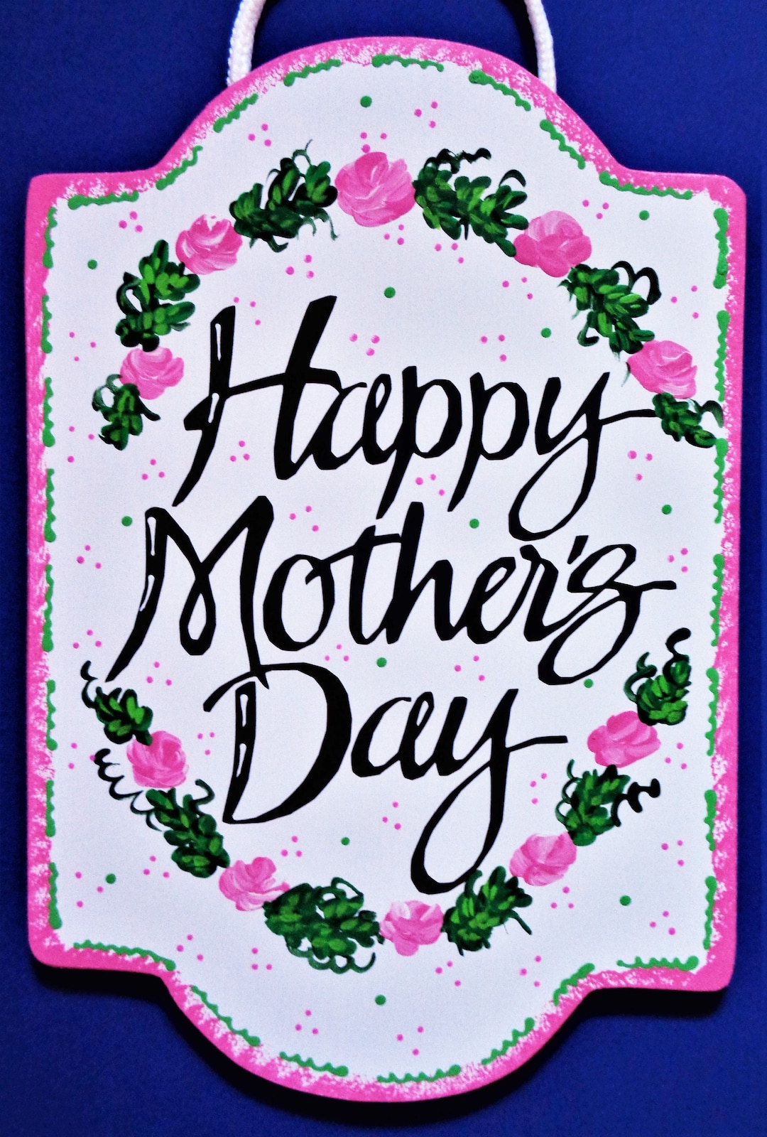 Floral HAPPY MOTHER'S DAY Sign Wall Art Hanger Hanging Plaque Roses ...