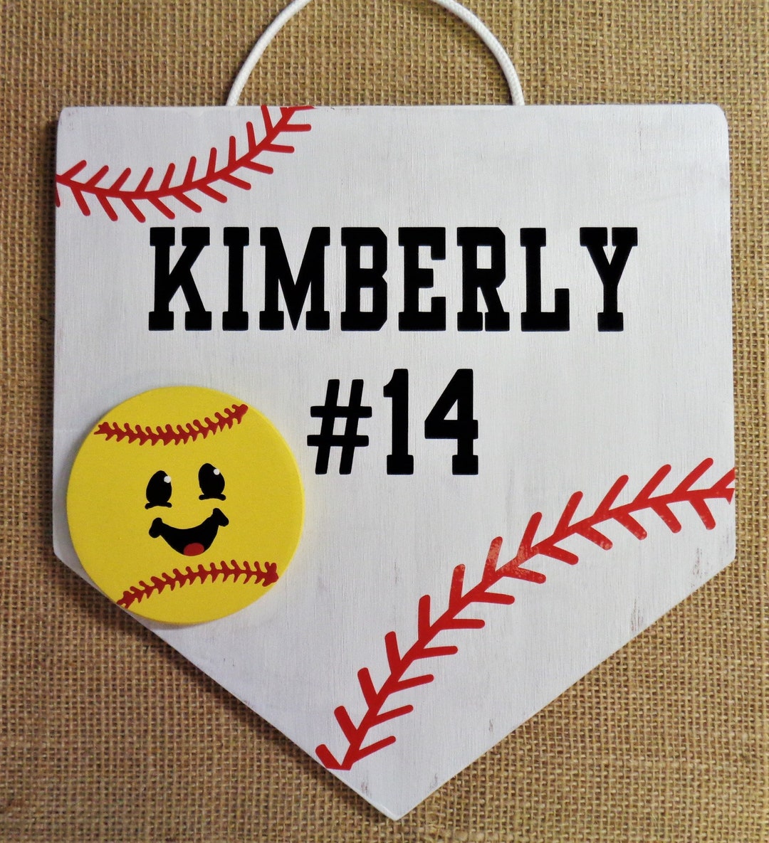 Personalized Softball Name Distressed White Washed BASEBALL HOME PLATE ...