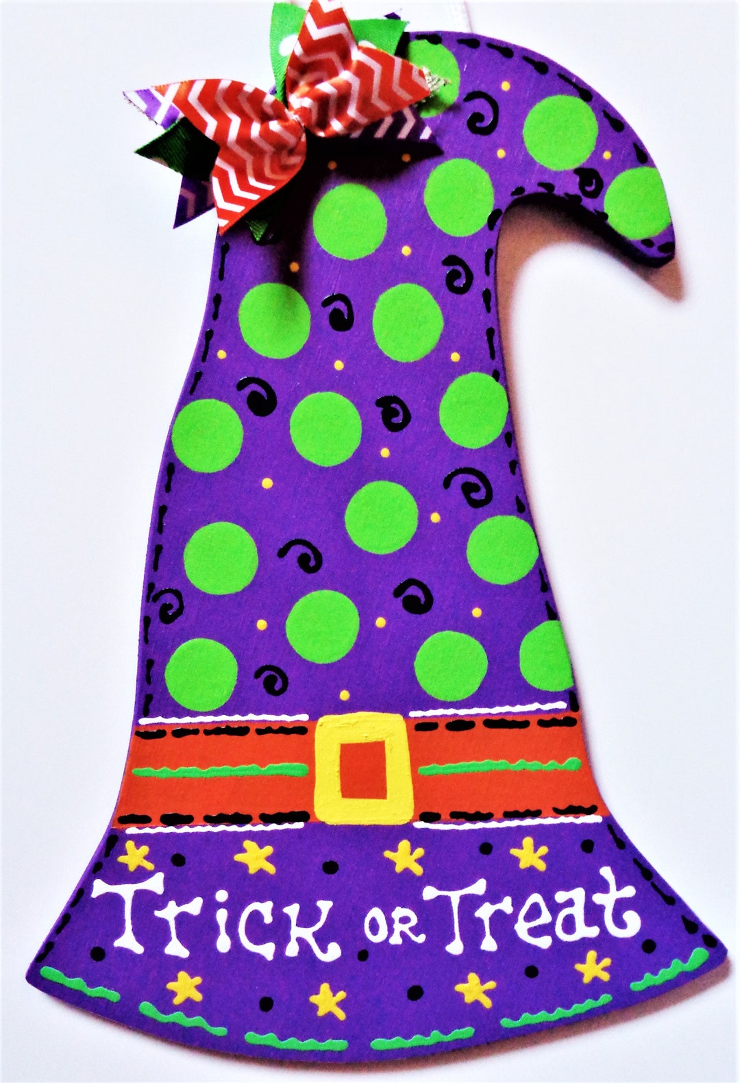 Halloween WITCH HAT Trick or Treat SIGN Wall Art Door Plaque - Etsy