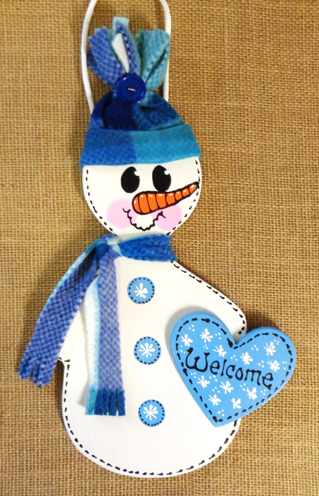 WELCOME SNOWMAN SIGN Winter Season Holiday Plaque Christmas Wall & Door ...