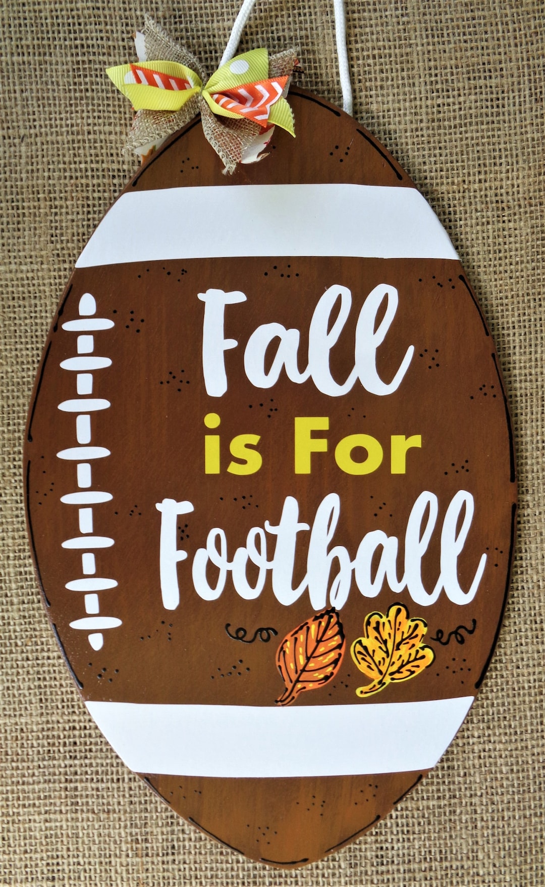 Fall is for FOOTBALL Wood Wooden Welcome Sign Wall Art Door Plaque ...