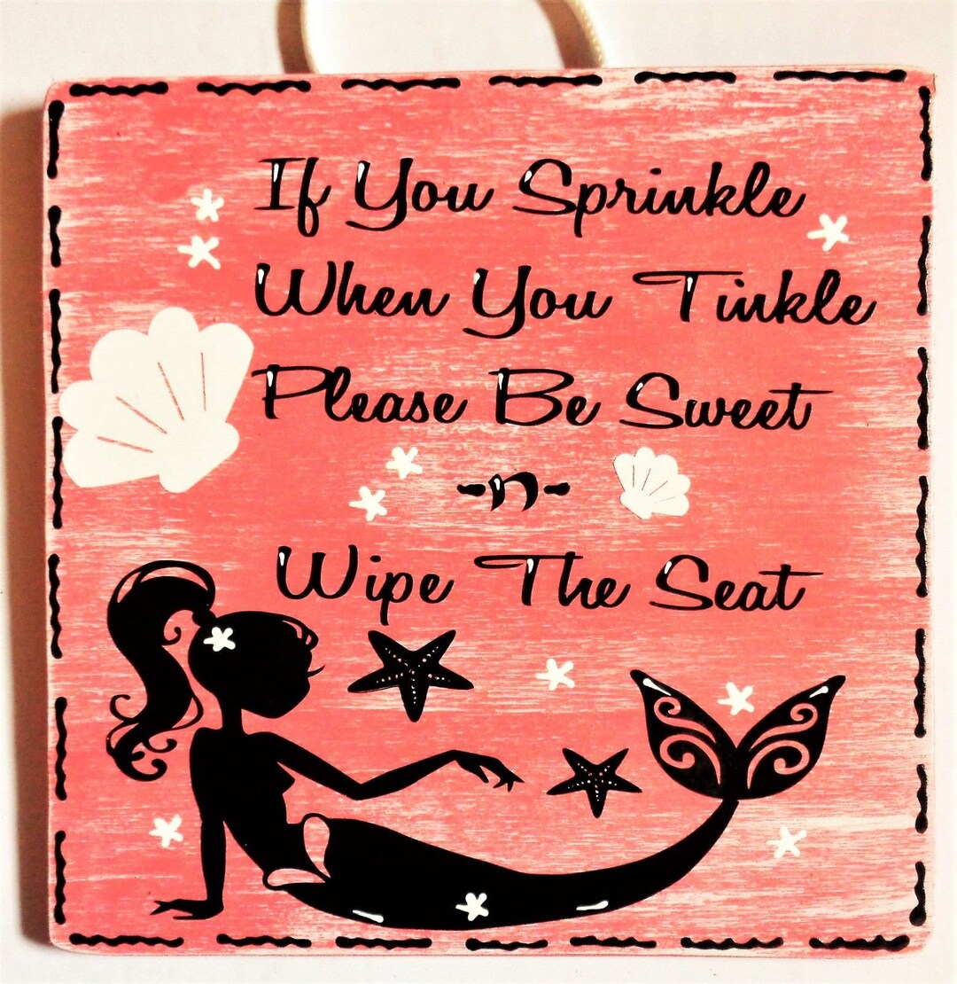 MERMAID Sprinkle Tinkle Bathroom Bath SIGN Wall PLAQUE Beach Tropical ...