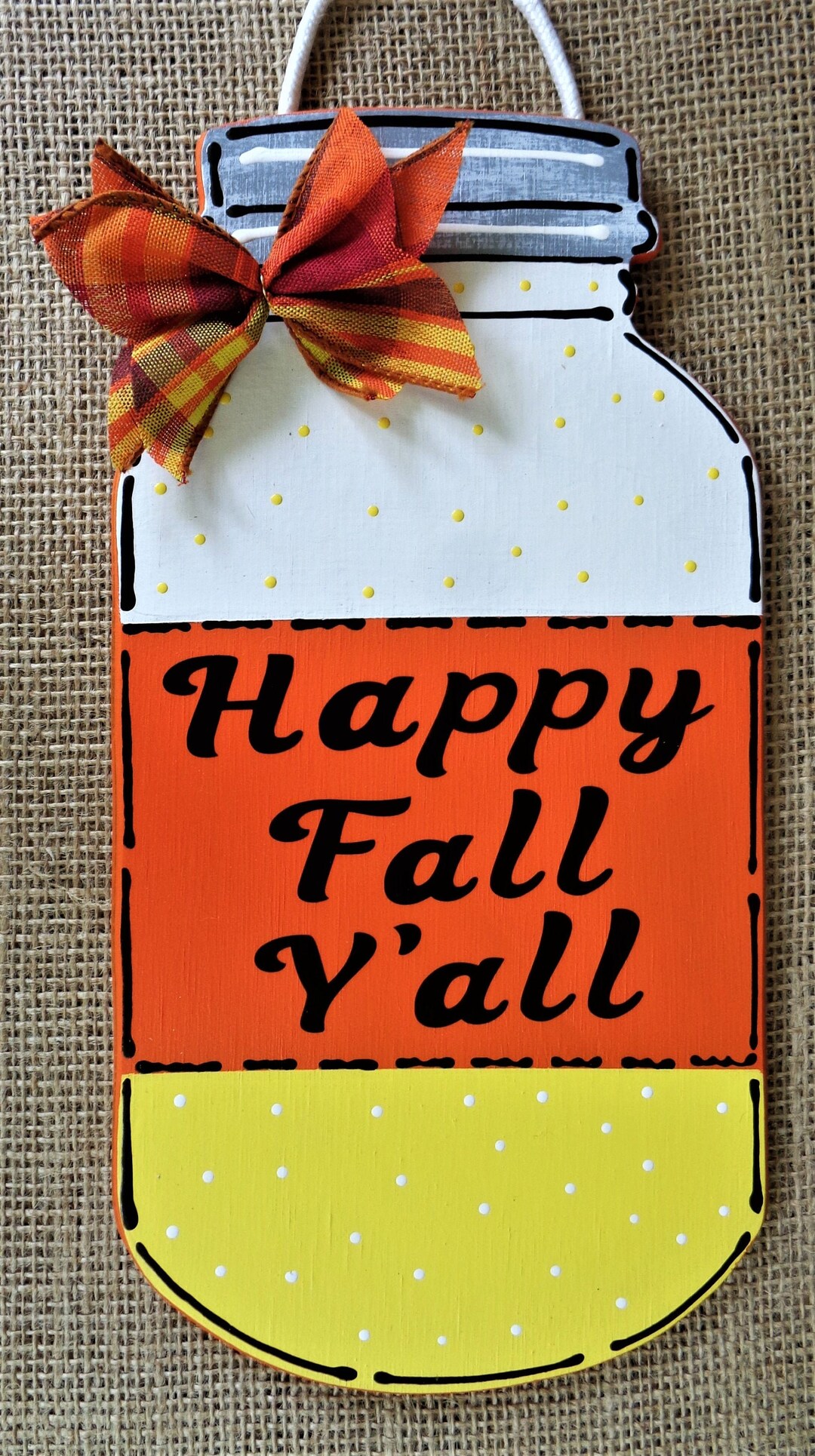 Happy Fall Y'all Candy Corn Thanksgiving MASON JAR Sign Wall Door ...