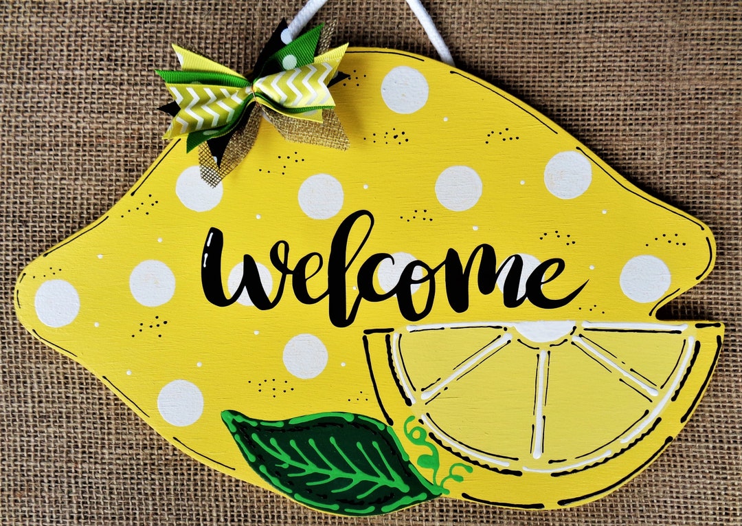 WELCOME LEMON SIGN Tropical Wall Plaque Home Tiki Bar Hot Tub Deck ...