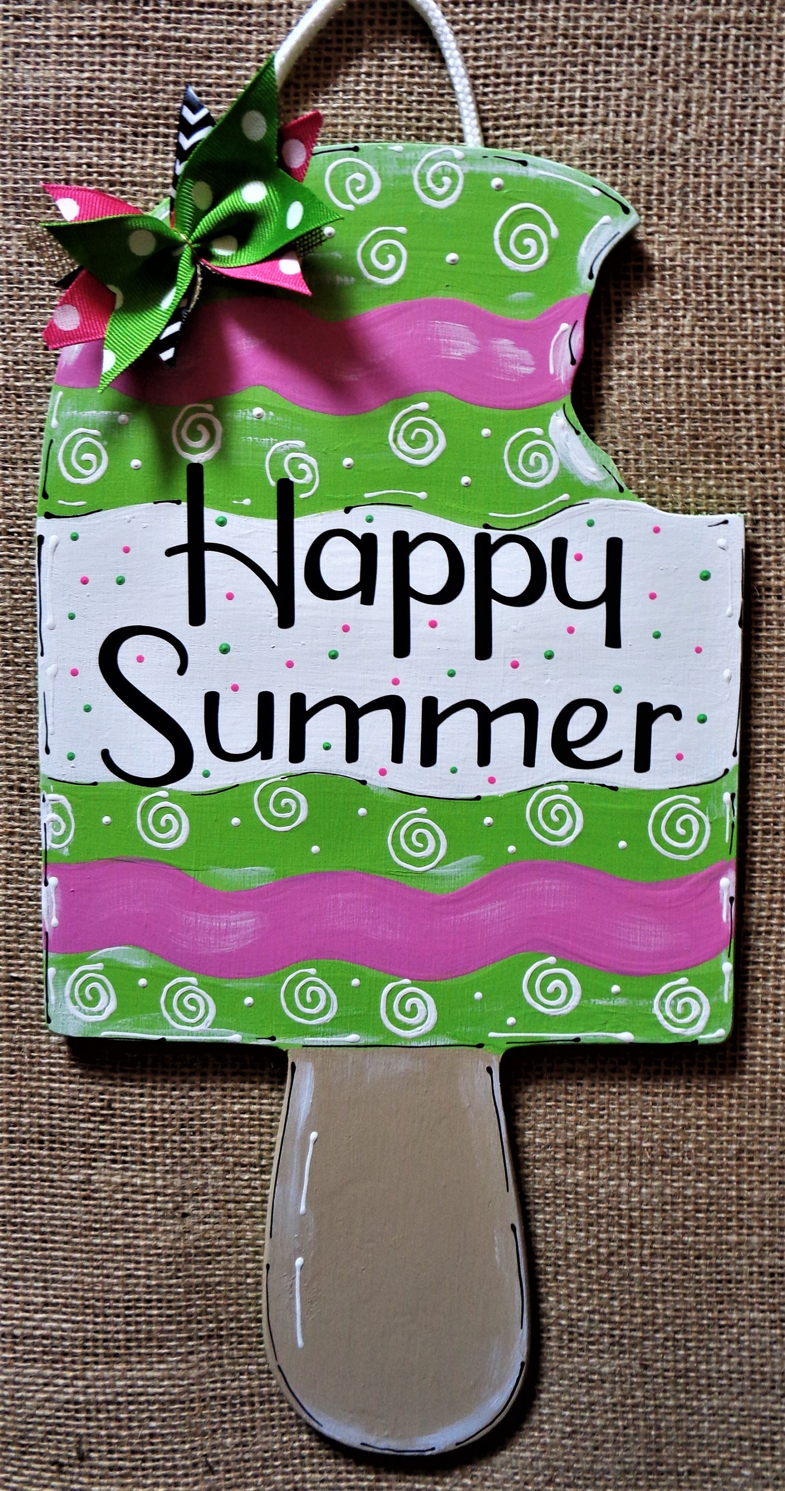 Happy Summer POPSICLE SIGN Wall Art Door Hanger Plaque Pool Backyard ...