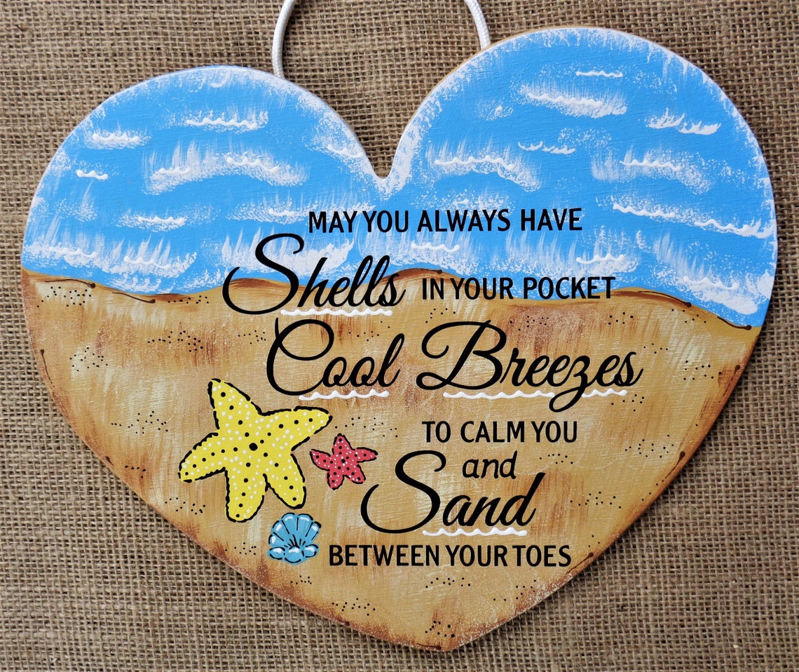 Beach Sign Ocean Seashore Seashells Wall Art Sea Plaque Seaside Summer ...