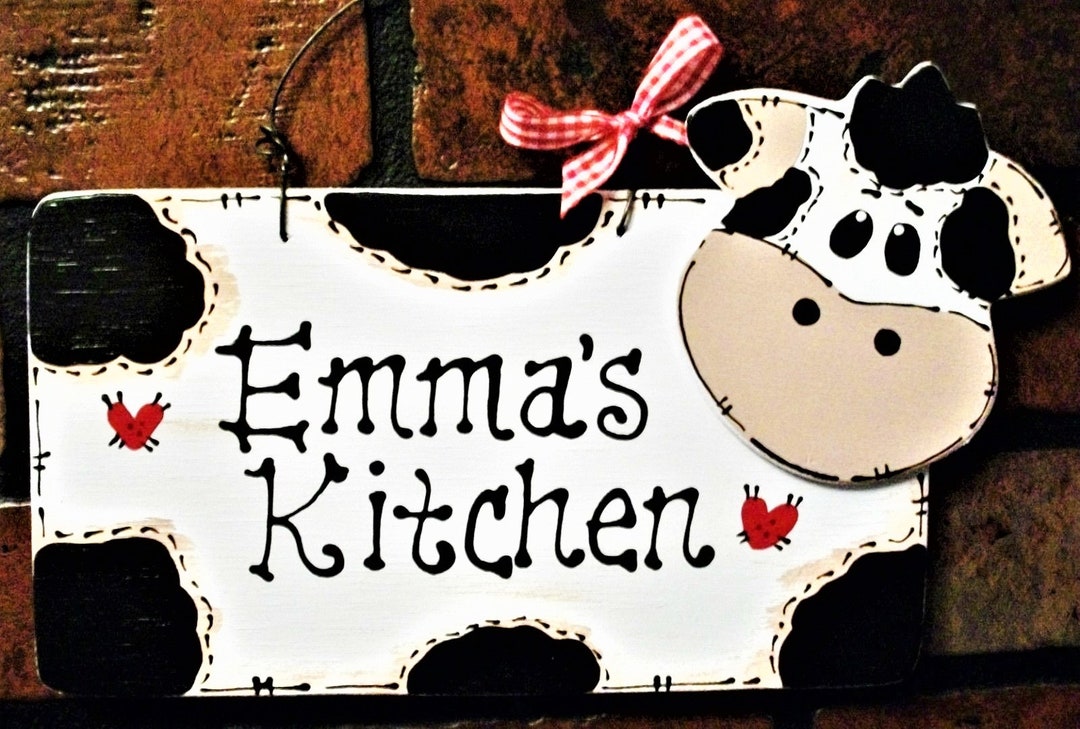 Personalized Cow Country Kitchen Sign Handcrafted Handpainted Wood ...