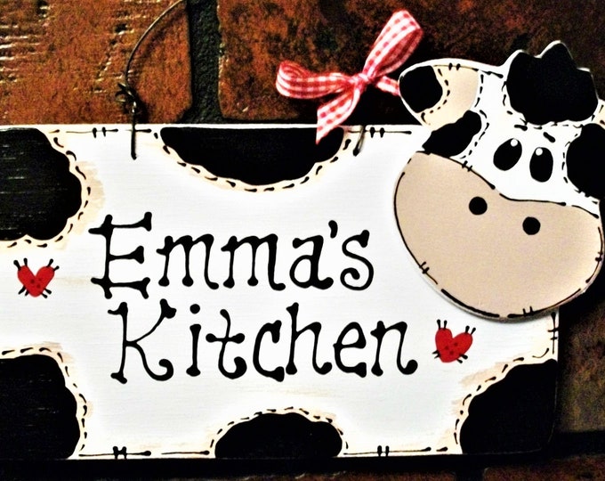 Personalized Cow Country Kitchen Sign Handcrafted Handpainted - Etsy