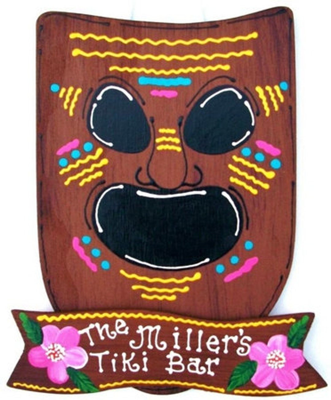 Personalized TIKI BAR MASK Sign Hawaiian Tropical Decor Plaque ...