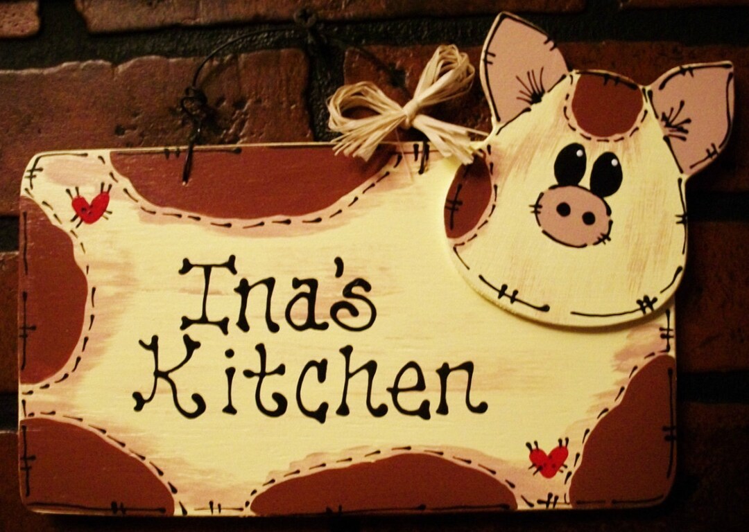 PIG Kitchen PERSONALIZED Name SIGN Country Barnyard Rustic Folk Art ...