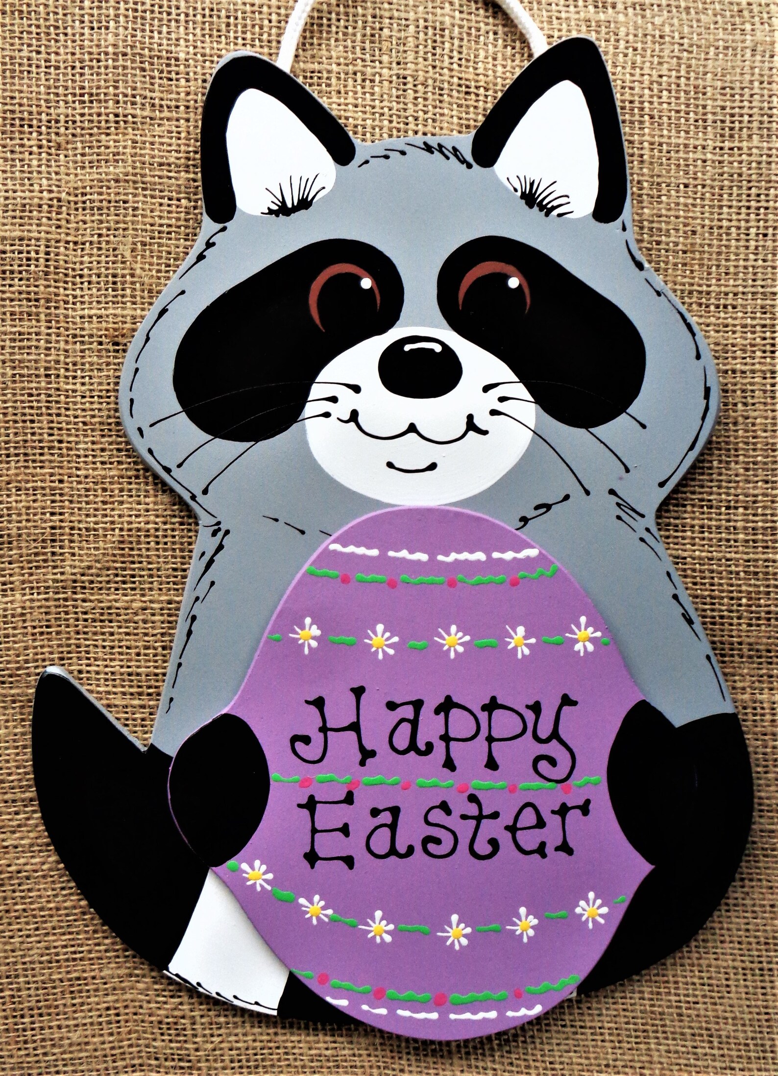 HAPPY EASTER Raccoon Door SIGN Wall Art Hanger Plaque Holiday - Etsy