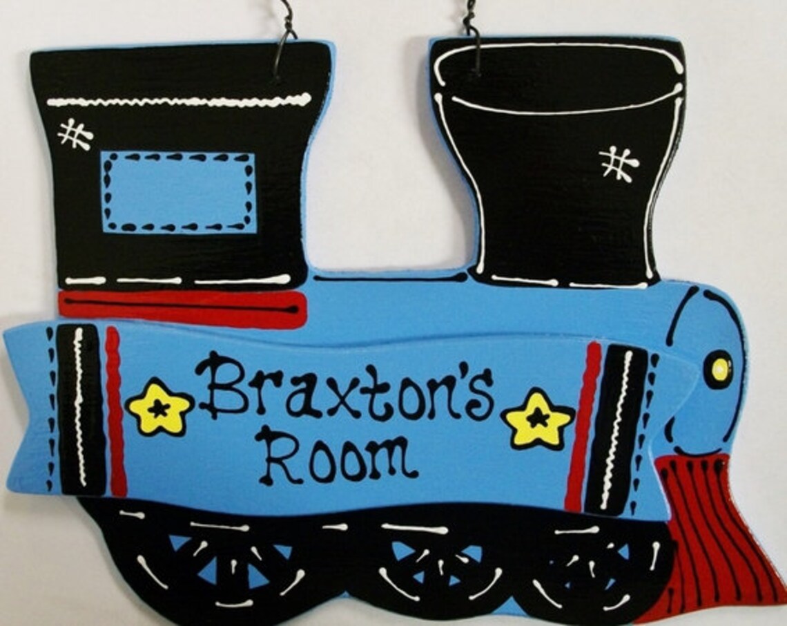 TRAIN W/personalized NAME Kids Room Door Sign Wall Railroad | Etsy