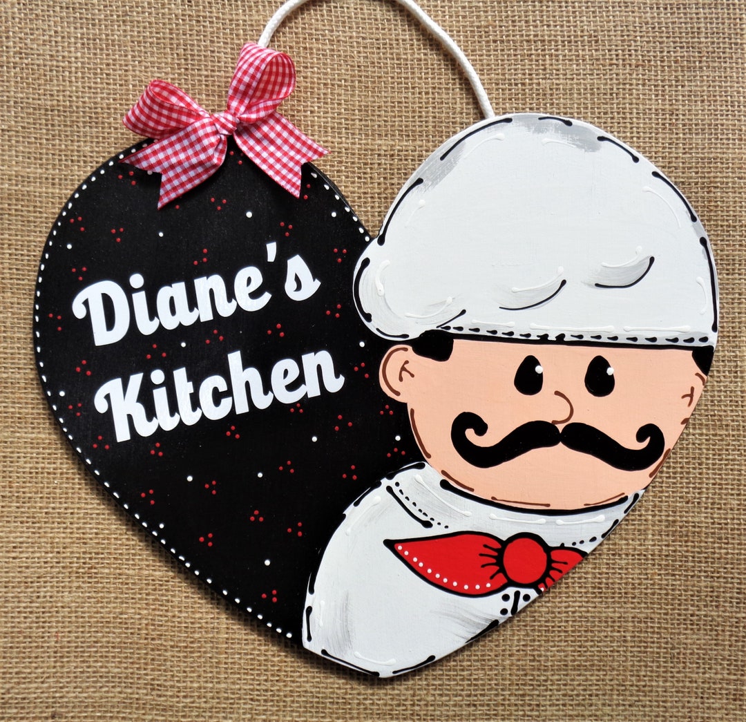 FAT CHEF Heart Personalized Name Kitchen Sign Bistro Cucina Decor Wall ...