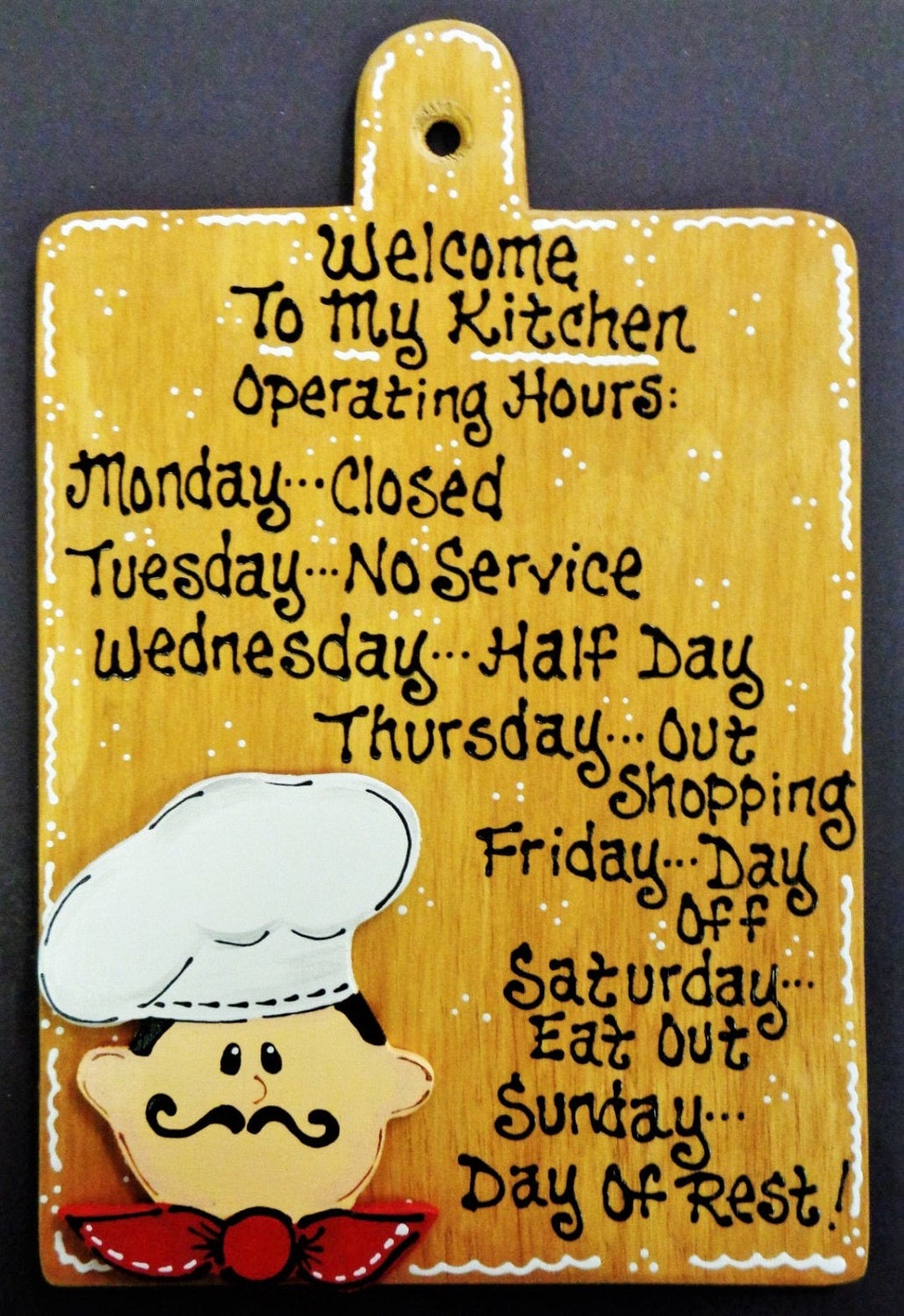 FAT CHEF OVERLAY Kitchen Hours Sign Plaque Country Wood Wall Bistro ...