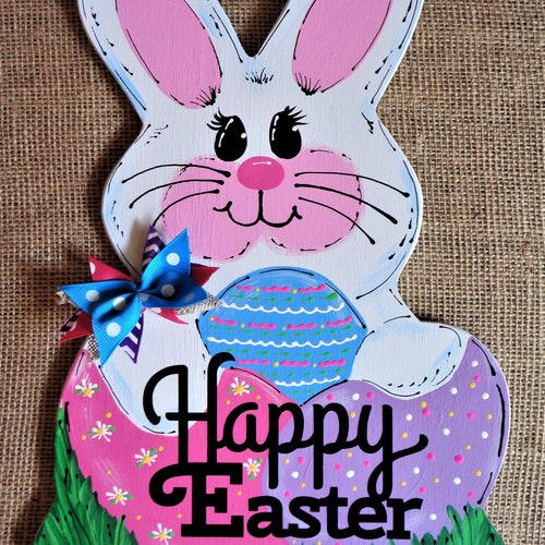 HOP Easter Bunny Rabbit Door SIGN Wall Art Hanging Hanger - Etsy