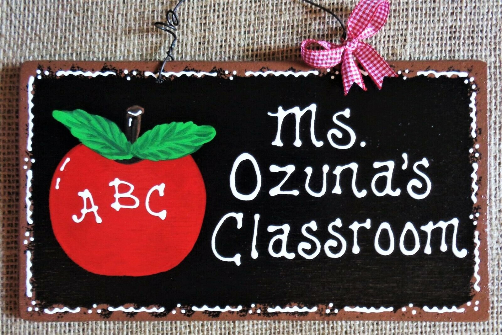 PERSONALIZED APPLE SIGN School Classroom Plaque Wall Name Decor ...