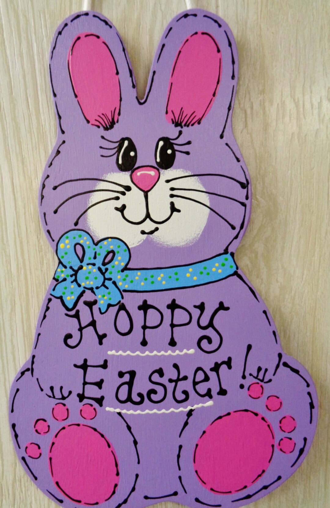 Beautiful & Unique HOPPY EASTER Rabbit Bunny Door SIGN Plaque Holiday ...