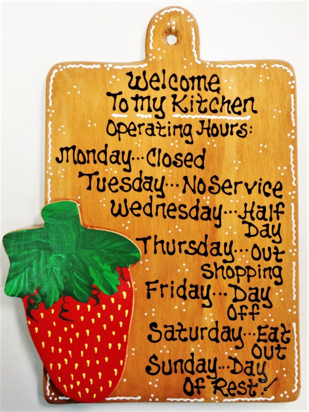 STRAWBERRY Kitchen Operating Hours Sign Plaque Strawberries Wall ...