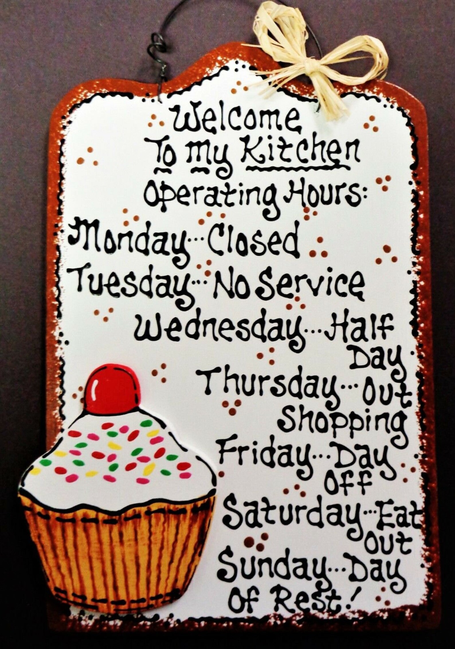 CUPCAKE Kitchen Operating Hours SIGN Funny Wood Crafts Plaque | Etsy