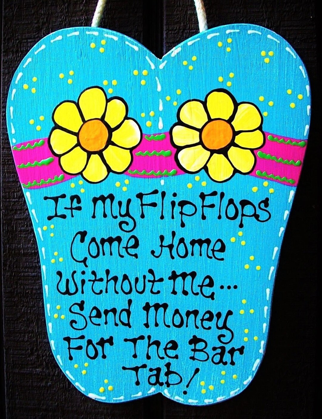 Funny FLIP FLOPS Sign Tropical Tiki Bar Pool Deck Hot Tub Beach Plaque ...