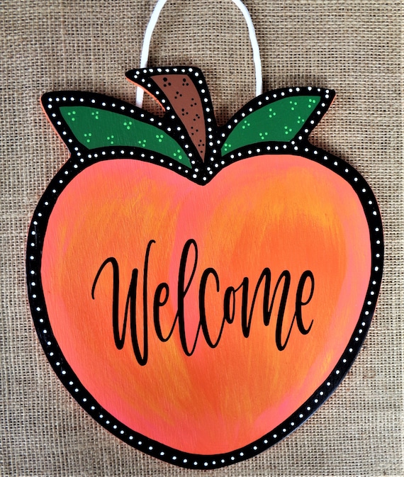 WELCOME PEACH SIGN Wall Art Door Hanger Plaque Pool Backyard - Etsy