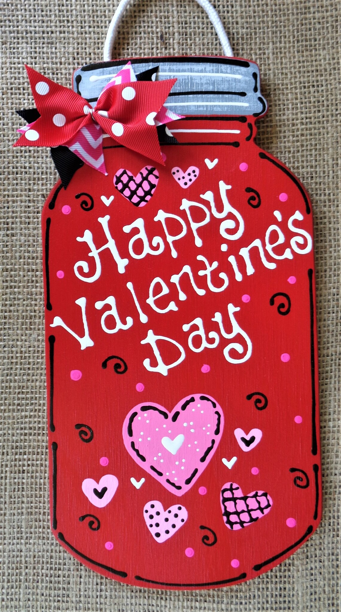 HAPPY VALENTINE'S DAY Mason Jar Sign Wall Door Hanger | Etsy