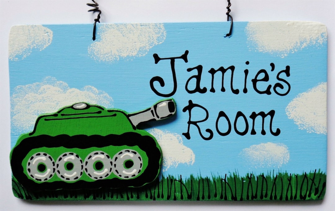 MILITARY TANK Overlay Personalized Name Room SIGN Kids Door Vehicle ...