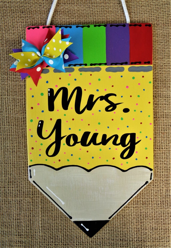 Personalized TEACHER PENCIL SIGN Name Plaque School Class - Etsy