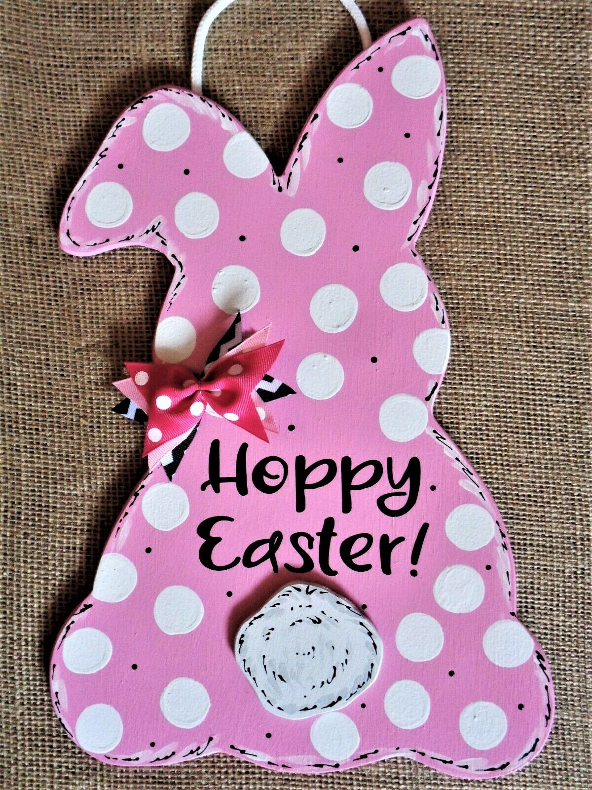 HOPPY EASTER RABBIT Wall Art Door Sign Hanger Hanging Bunny | Etsy