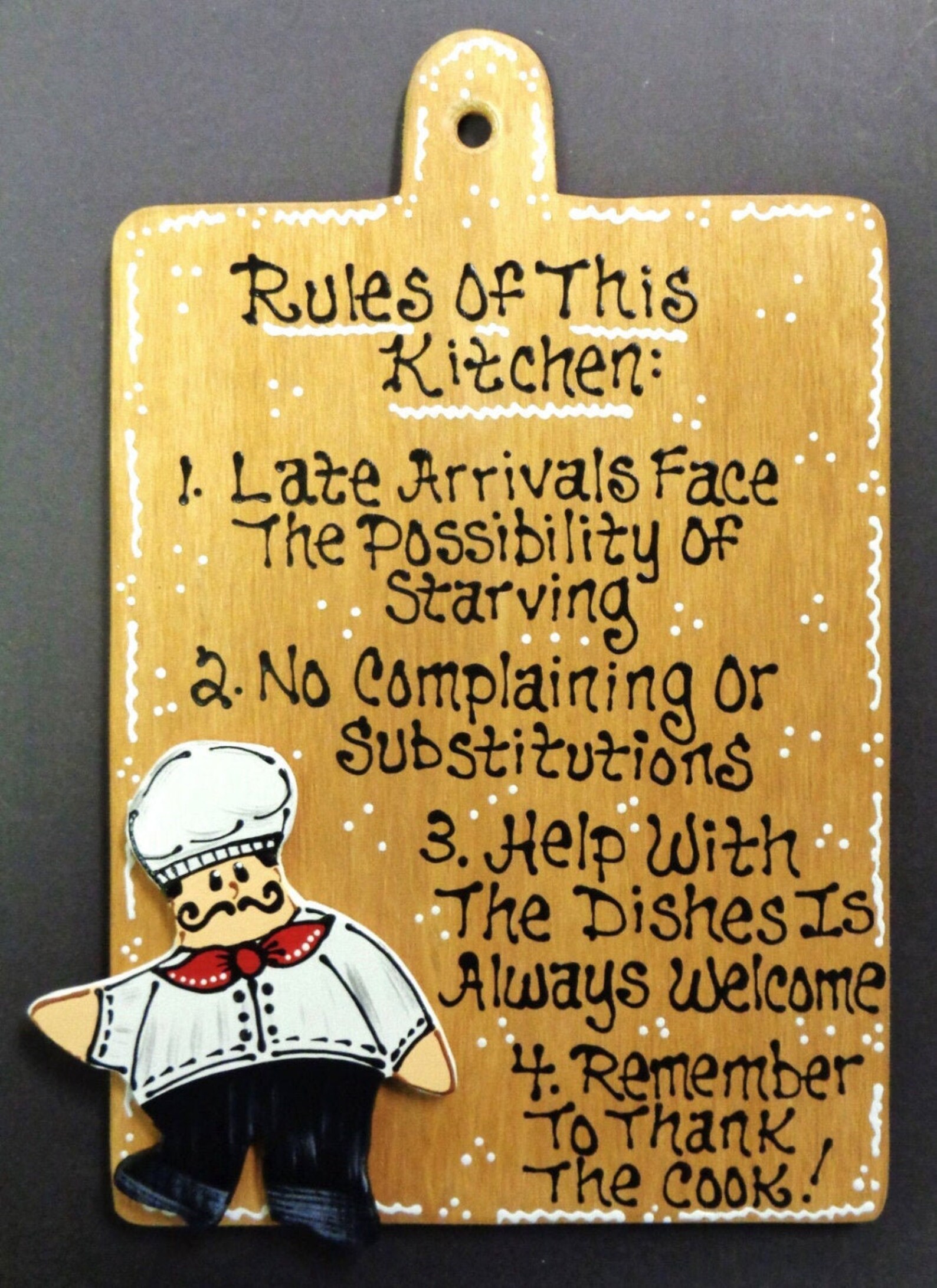 Fat Chef Sign RULES of THIS KITCHEN Wall Art Plaque Country Crafts ...