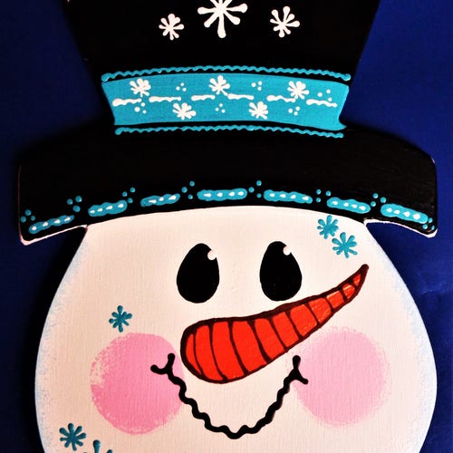 SNOWMAN Face CIRCLE SIGN Wall Art Door Winter Christmas Plaque - Etsy