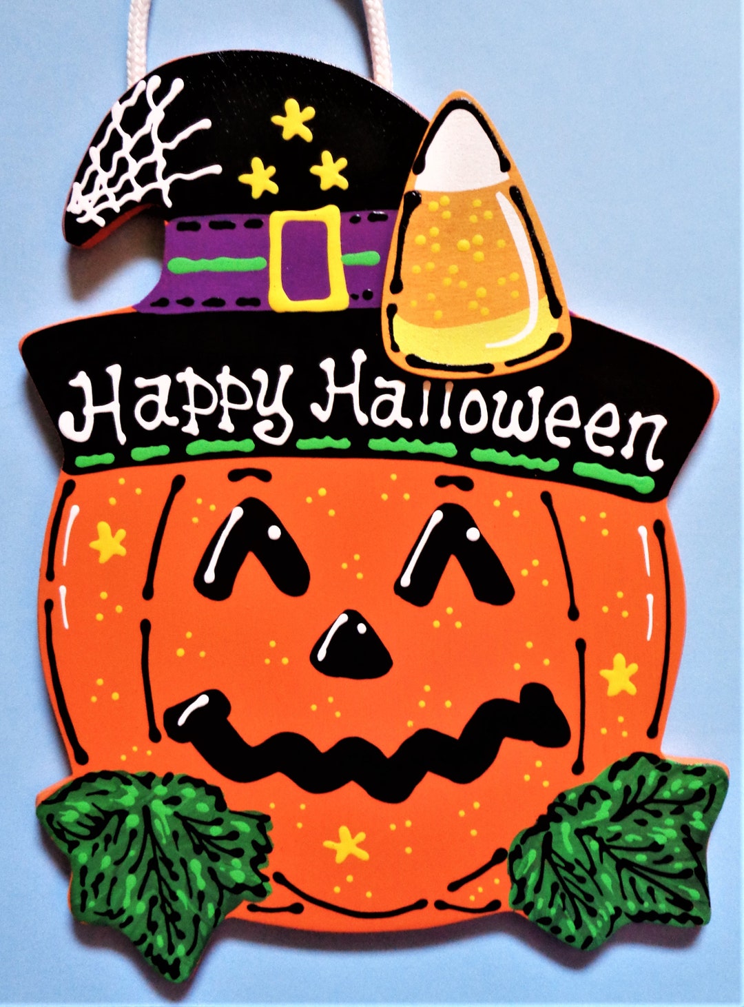 HAPPY HALLOWEEN PUMPKIN Sign Candy Corn Holiday Fall Autumn - Etsy
