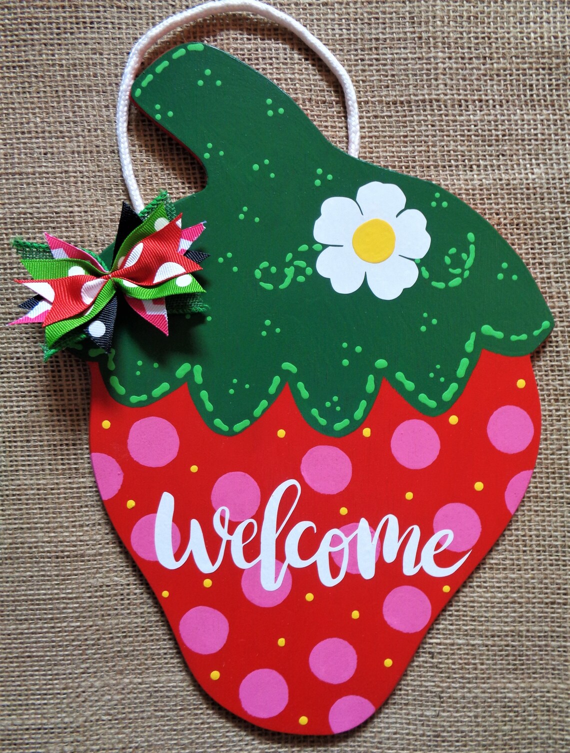 STRAWBERRY WELCOME SIGN Wall Art Door Hanger Plaque Pool | Etsy