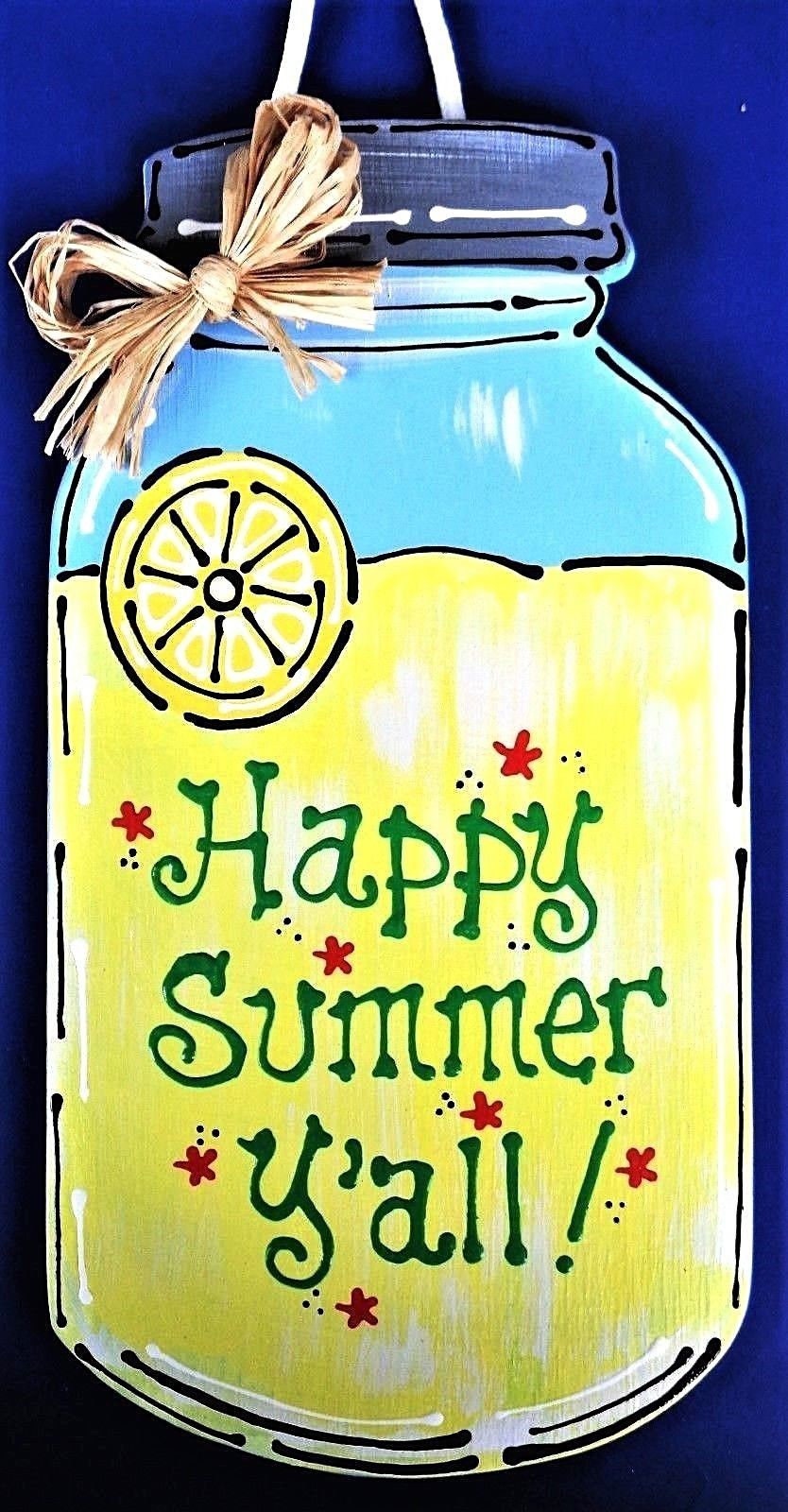 Lemonade MASON JAR Happy Summer Y'all SIGN Door Plaque | Etsy