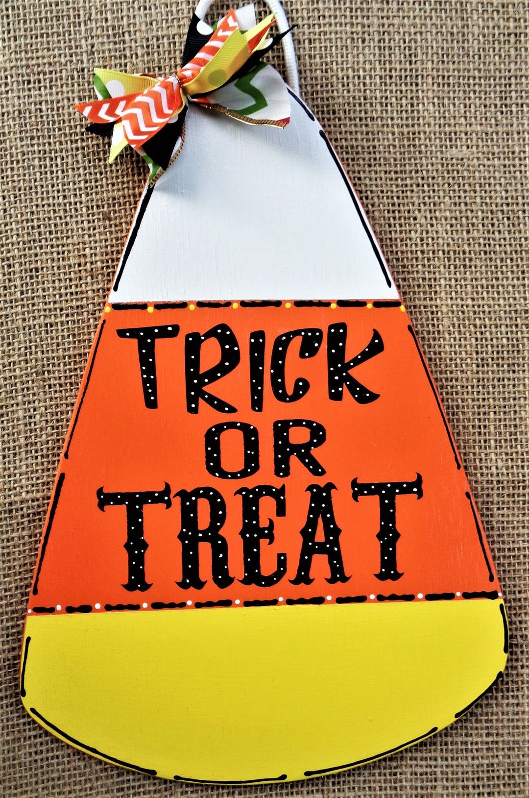 Halloween CANDY CORN Trick or Treat SIGN Pumpkin Wall Art Door Plaque ...