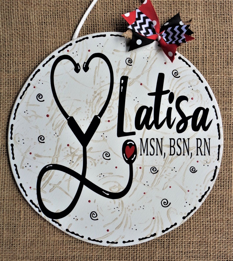 Personalized Circle NURSE DOCTOR Sign Medical Door Sign Wood Wooden EMT ...