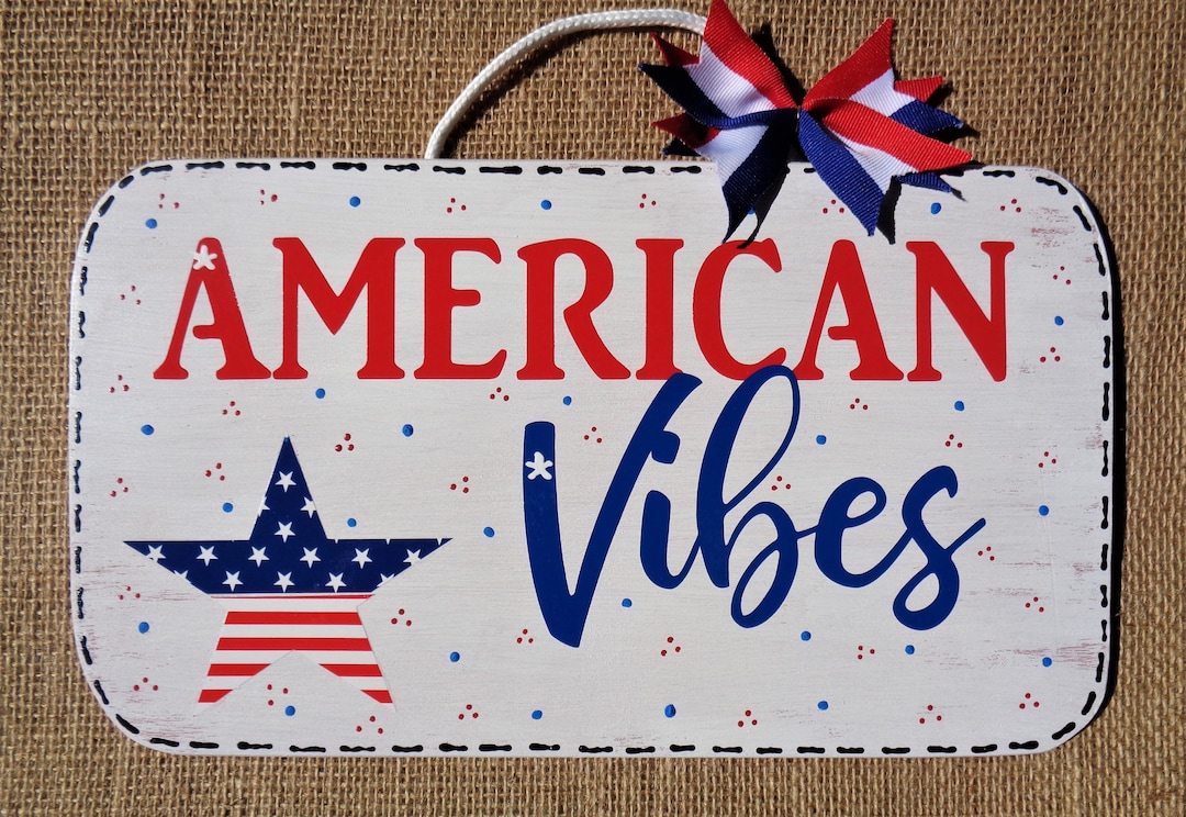 AMERICAN VIBES SIGN Wall Art Door Hanger Stars and Stripes Americana ...
