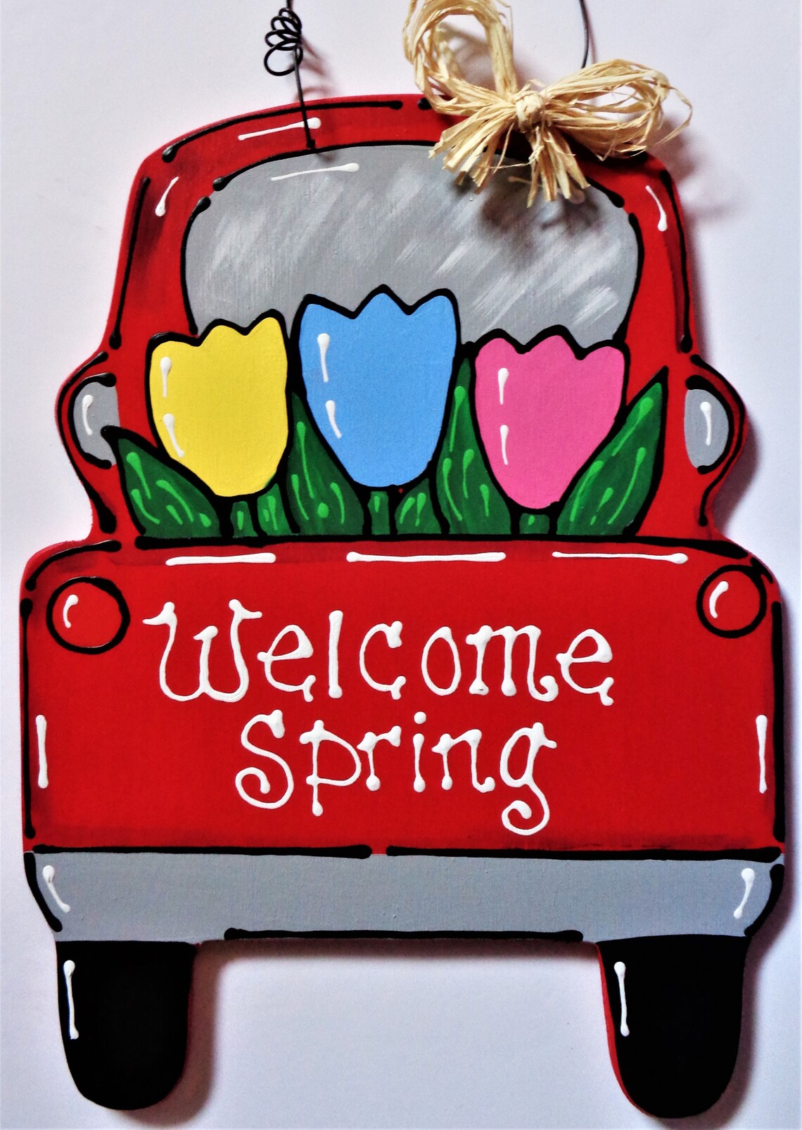 WELCOME SPRING Vintage Style TRUCK Sign Wall Door Hanger | Etsy