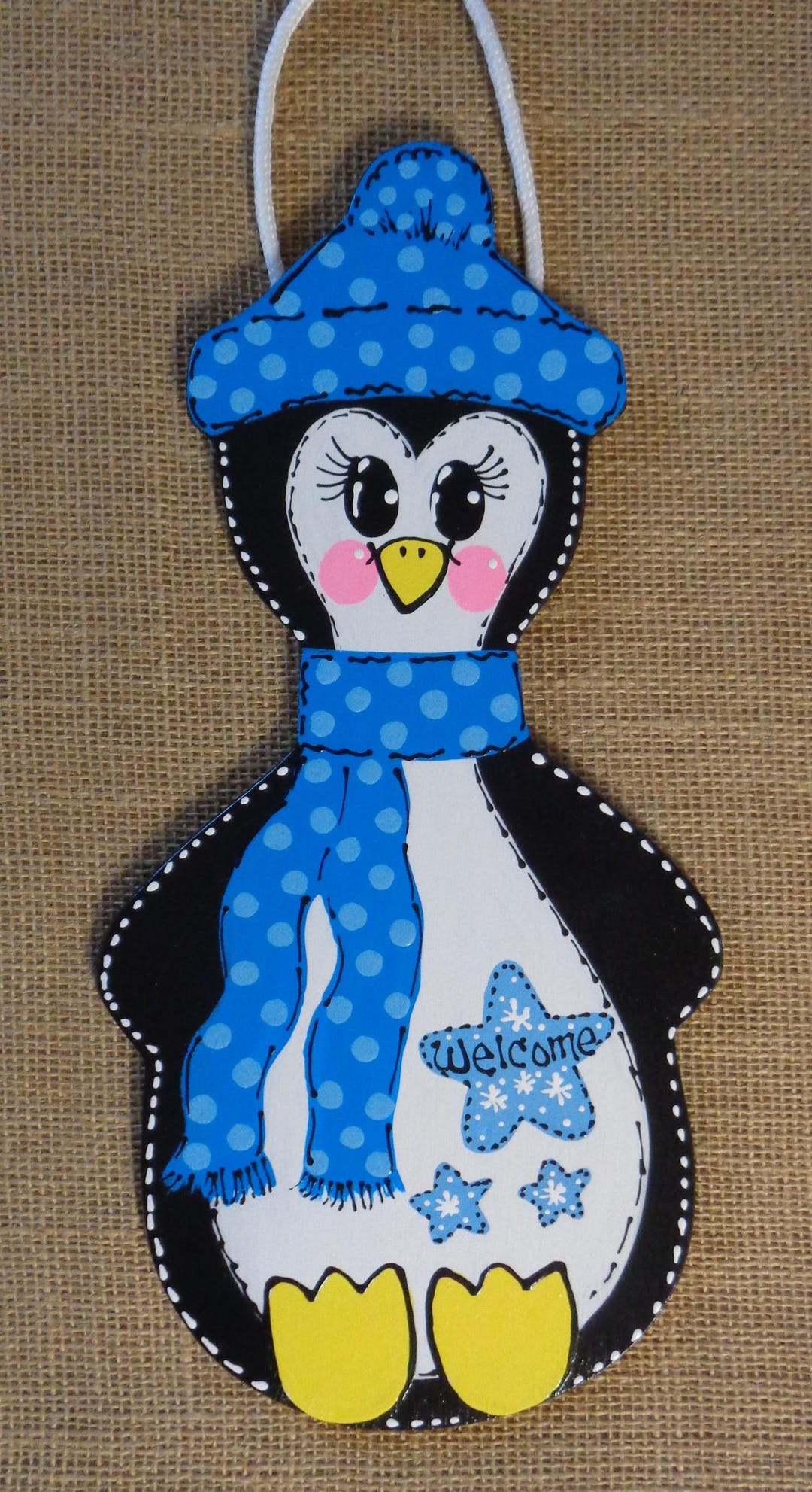 Welcome PENGUIN SIGN Winter Season Holiday Plaque Christmas Wall & Door ...
