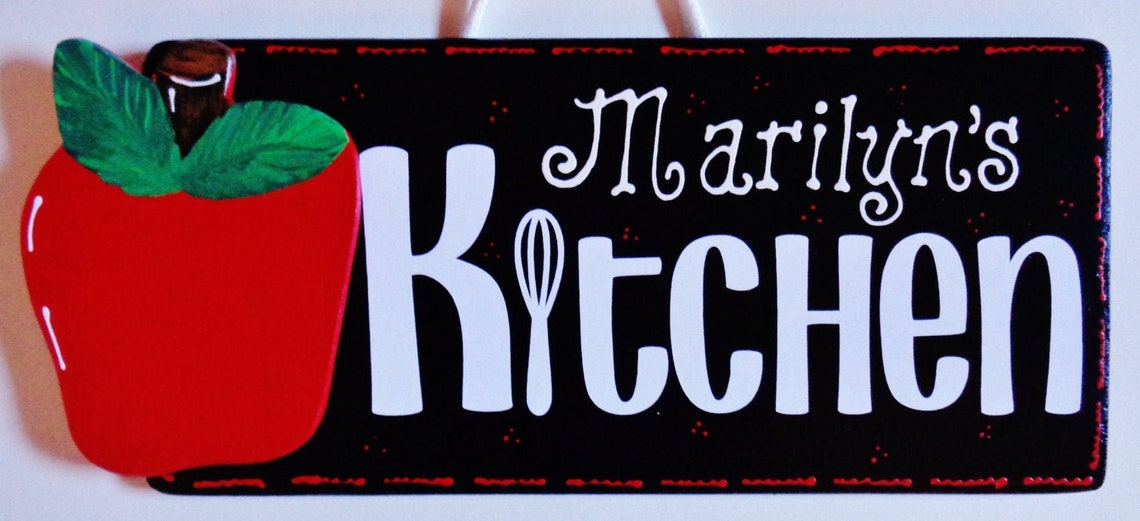 Personalize APPLE KITCHEN Name SIGN Wall Hanging Hanger Plaque - Etsy