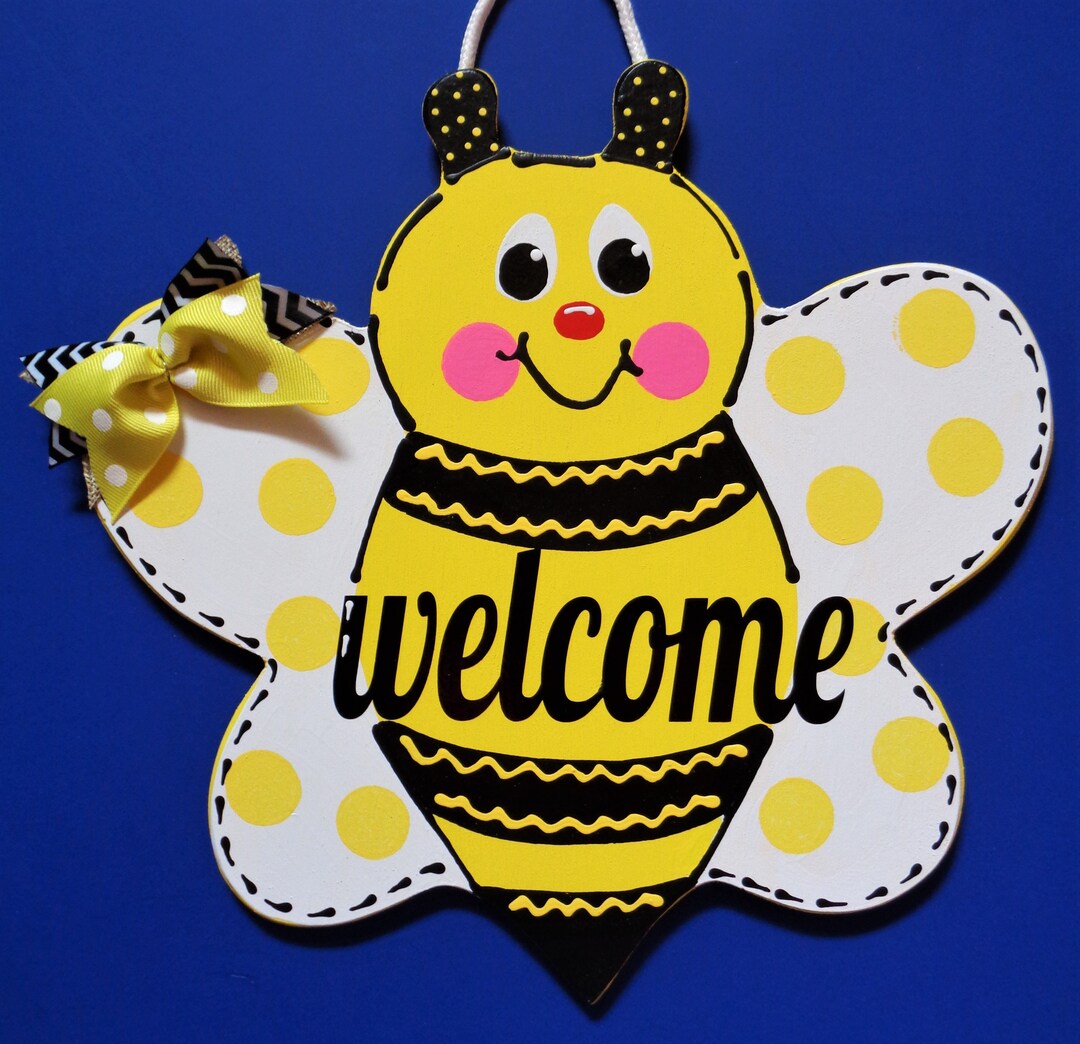 BUMBLEBEE WELCOME SIGN Pool Deck Patio Porch Door Wall Art Summer Bee ...