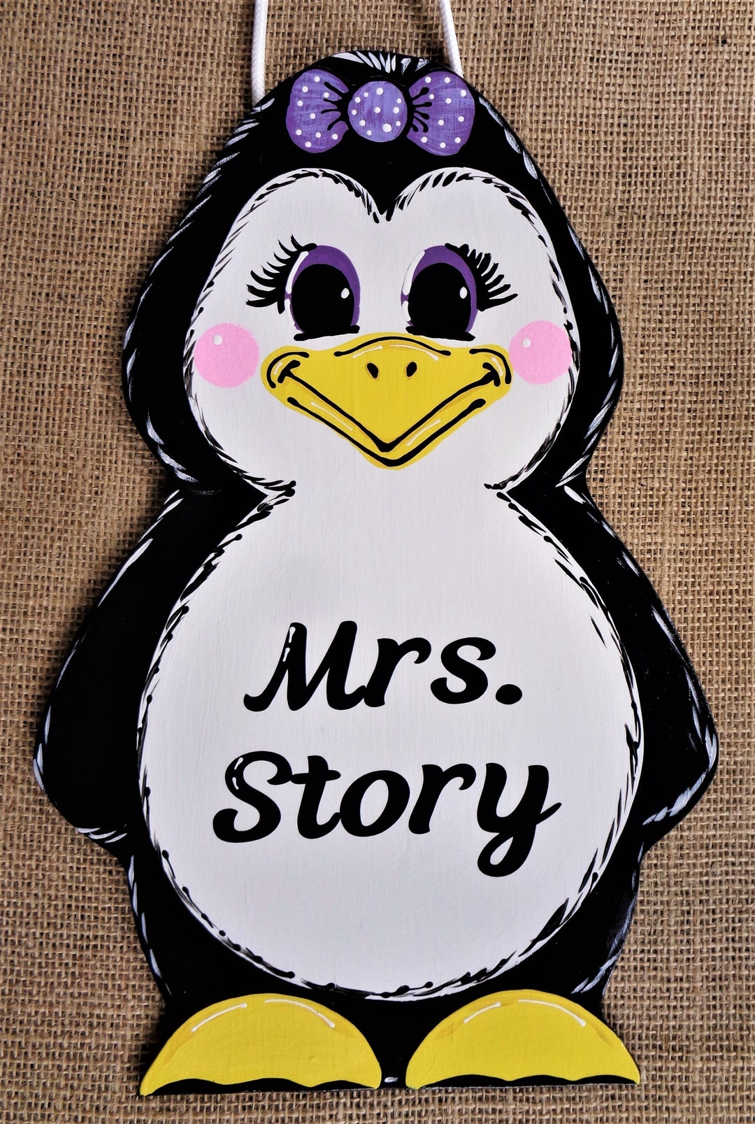 Personalize PENGUIN TEACHER SIGN Wall Door Plaque School Class ...