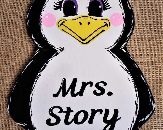 Personalize PENGUIN TEACHER SIGN Wall Door Plaque School Class ...